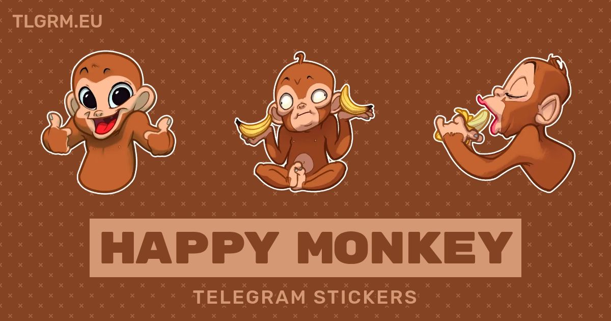 “Happy Monkey” stickers set for Telegram