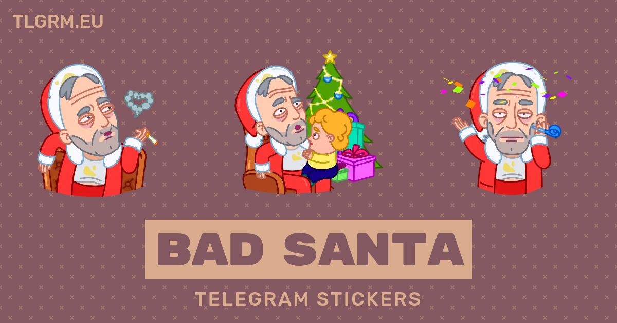 “Bad Santa” animated sticker set for Telegram