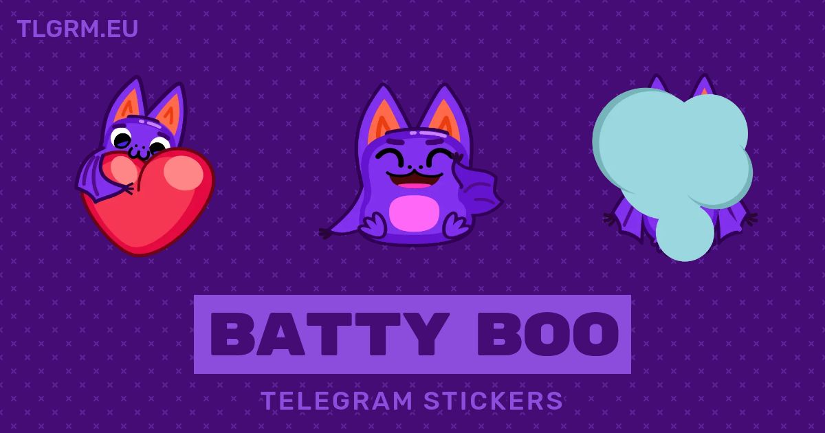 “Batty Boo” animated sticker set for Telegram