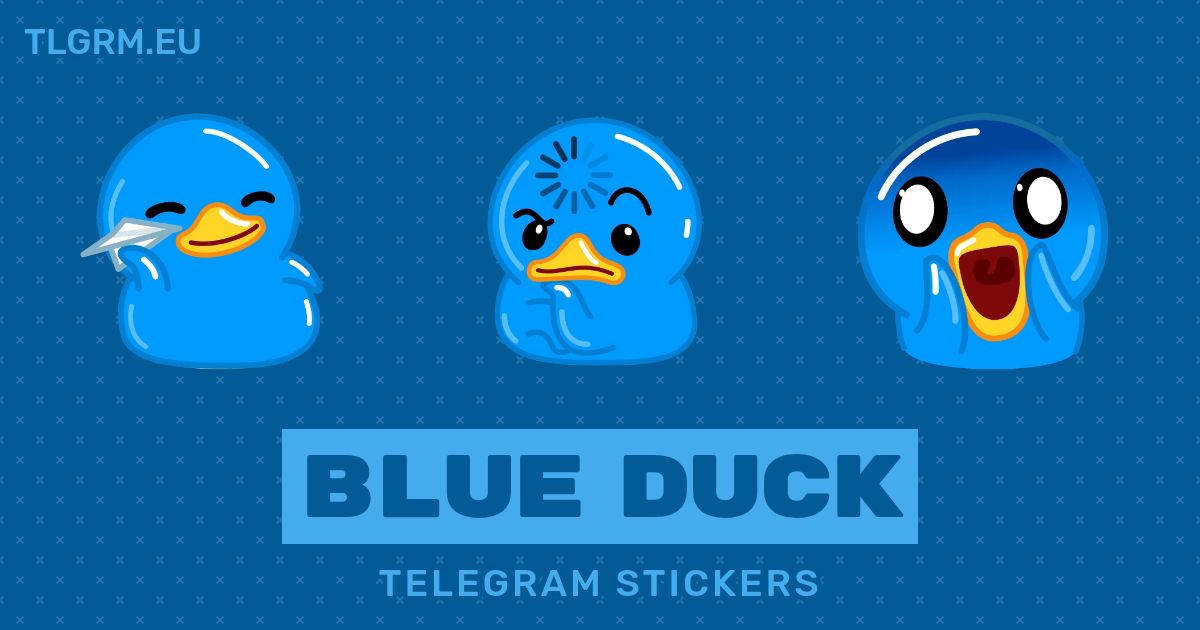 “Blue Duck” animated sticker set for Telegram