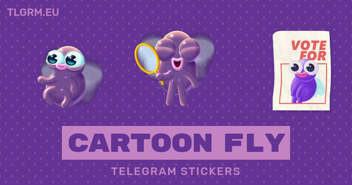 “Cartoon Fly” animated sticker set for Telegram