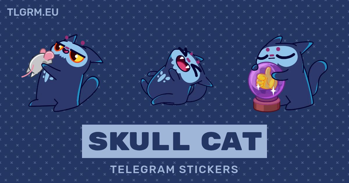 “Skull Cat” animated sticker set for Telegram