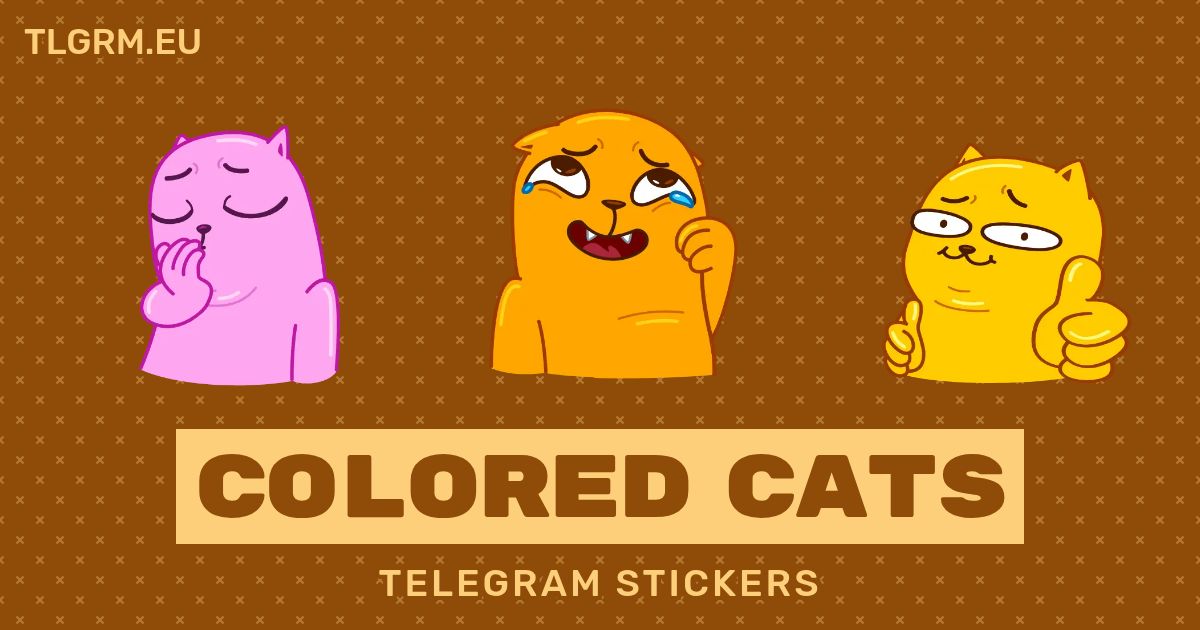 “Colored Cats” animated sticker set for Telegram