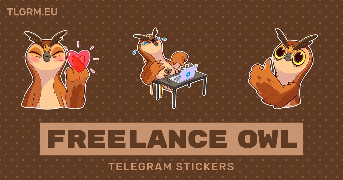 “Freelance Owl” stickers set for Telegram