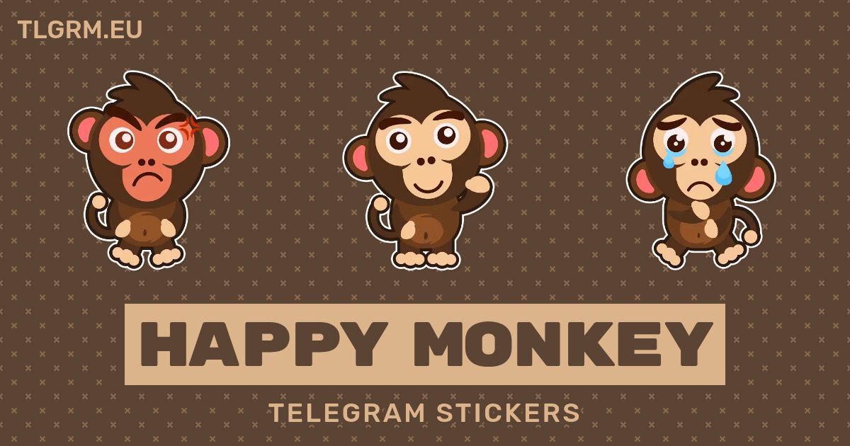 “Happy Monkey” stickers set for Telegram