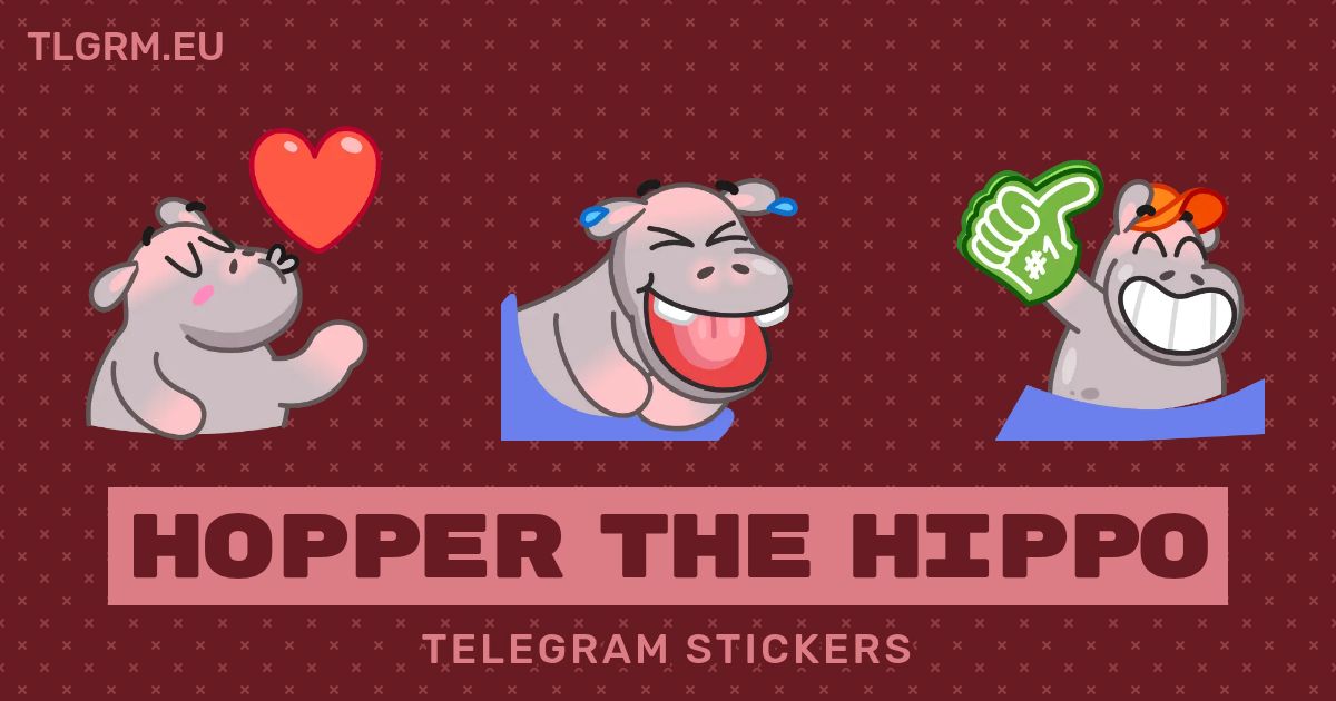 “Hopper The Hippo” animated sticker set for Telegram