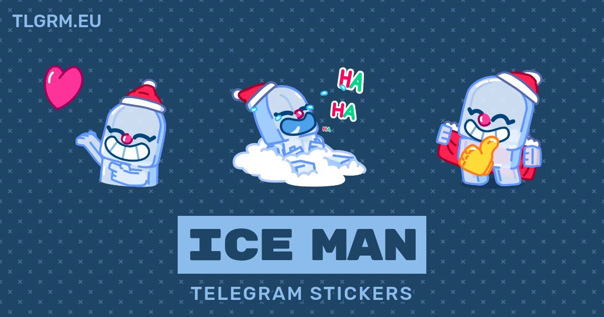 “Ice Man” animated sticker set for Telegram