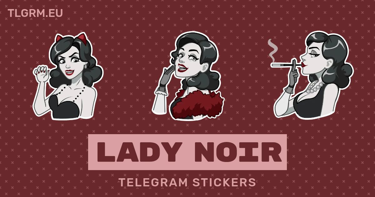 “Lady Noir” animated sticker set for Telegram