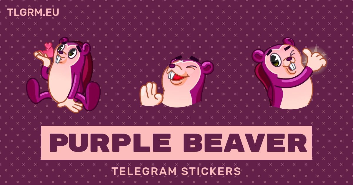 “Purple Beaver” animated sticker set for Telegram