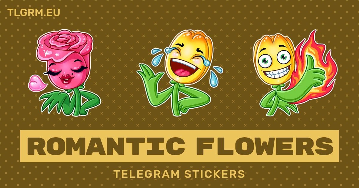 “Romantic Flowers” stickers set for Telegram