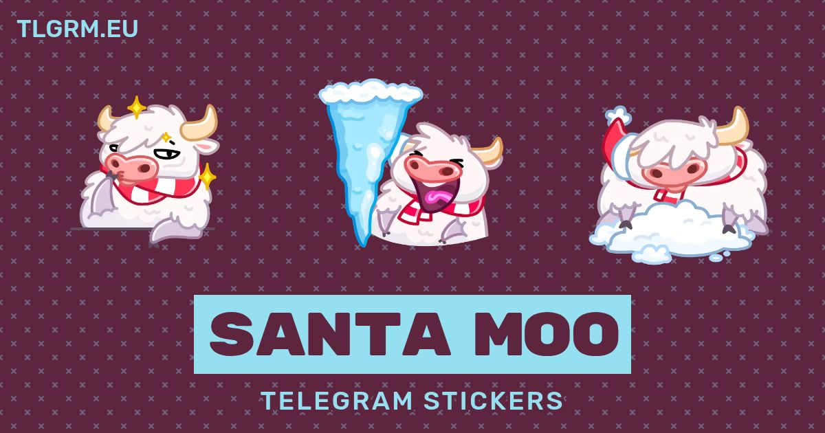 “Santa Moo” animated sticker set for Telegram