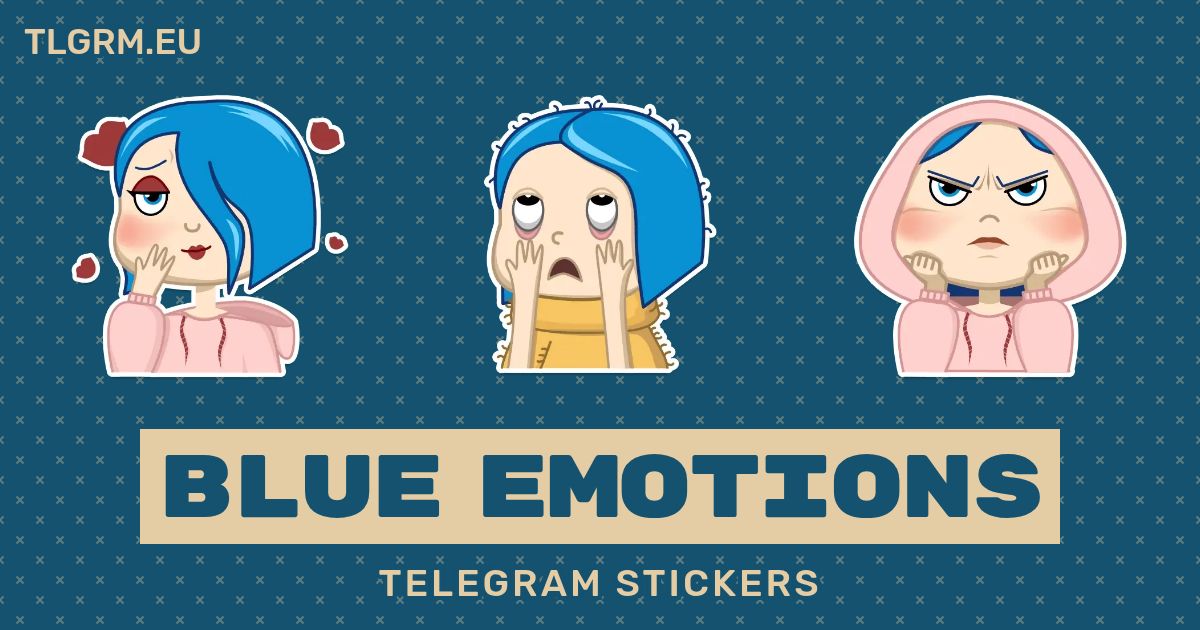 “Blue emotions” stickers set for Telegram