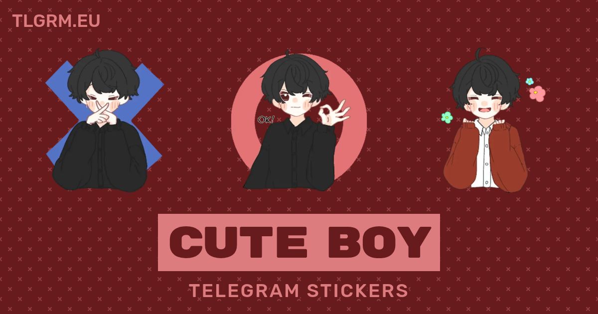 “Cute Boy” stickers set for Telegram