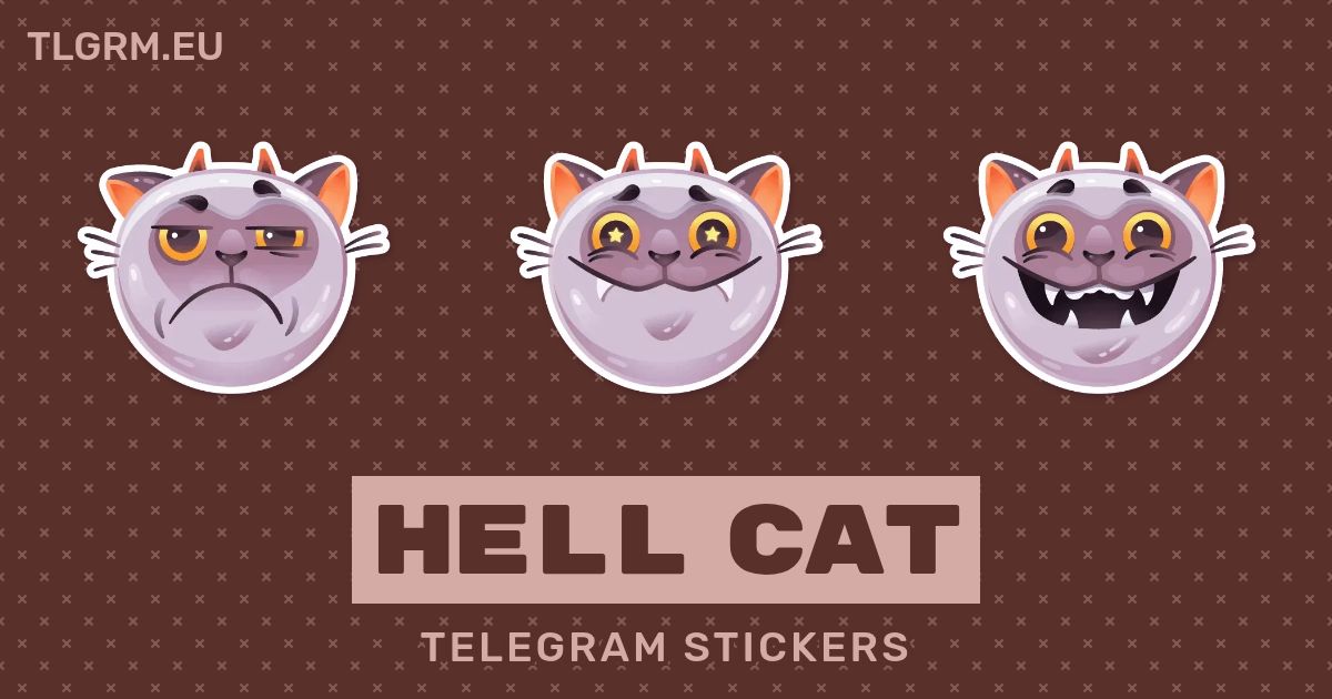 “Hell cat” stickers set for Telegram