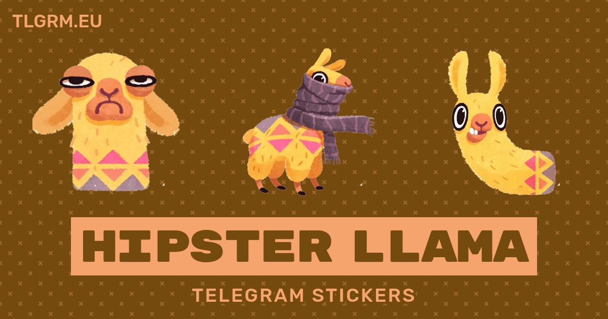 “Hipster Llama” stickers set for Telegram