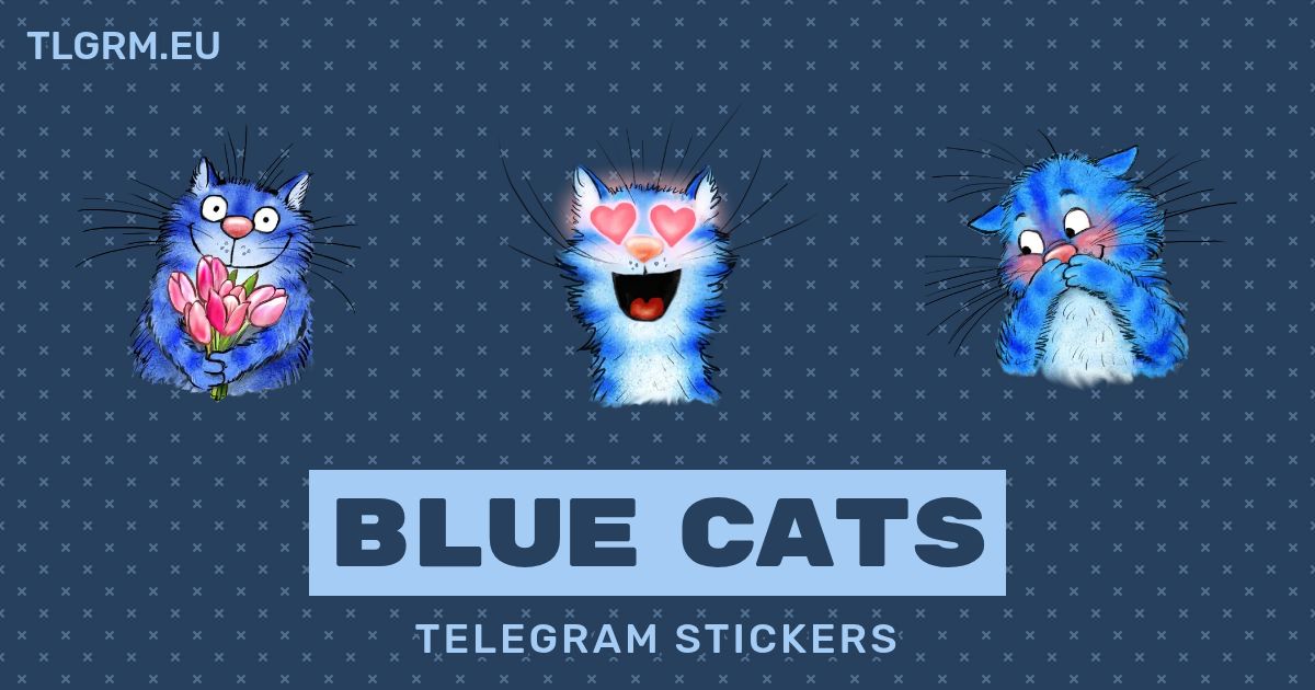 “Blue Cats” stickers set for Telegram