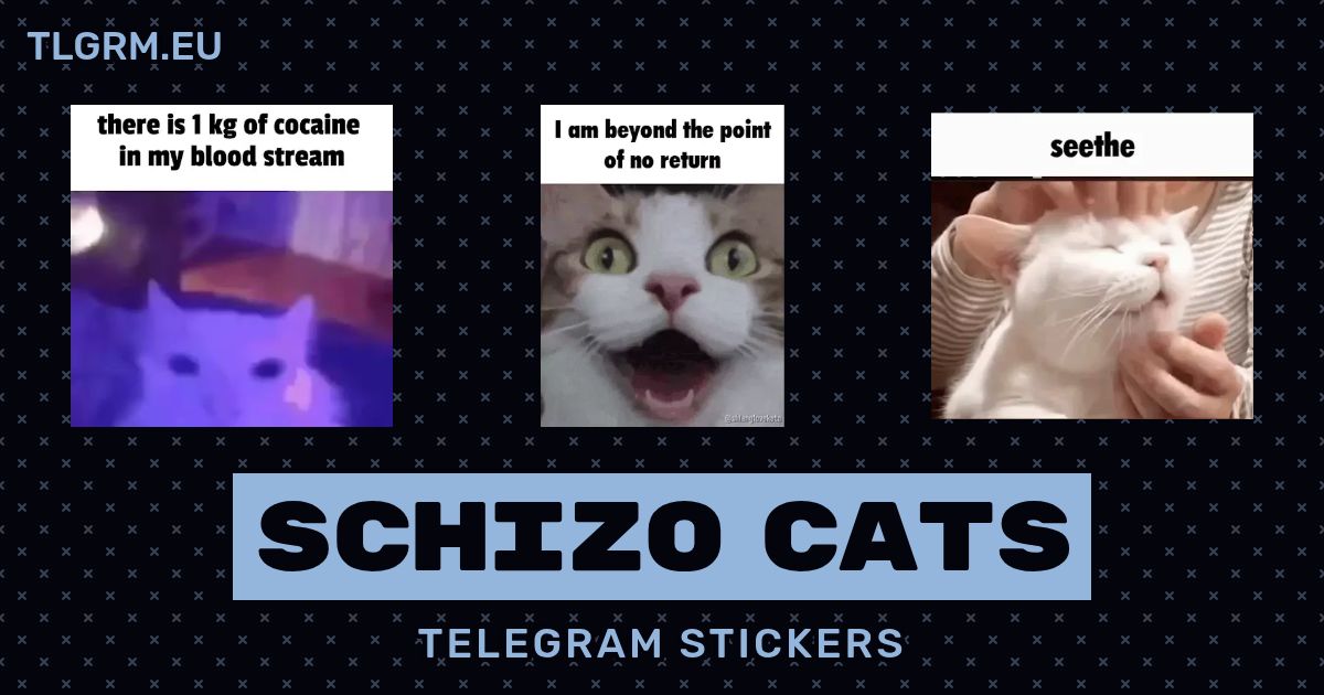 “Schizo Cats” animated sticker set for Telegram