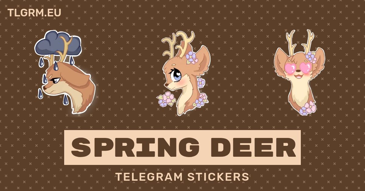 “Spring Deer” stickers set for Telegram